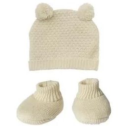Heless Puppen-Strickset mit Bommelm&uuml;tze und Strickschuhen aus 100 % Bio-Baumwolle, ecru