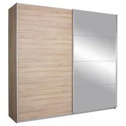 Schwebet&uuml;renschrank Rauch "Quadra", braun (struktureichefarben hell, spiegel), B:226cm H:210cm T:62cm, Holzwerkstoff, Schr&auml;nke, Schwebet&uuml;renschrank, inkl. Schubkasteneinsatz und zus&auml;tzlichen Einlegeb&ouml;den