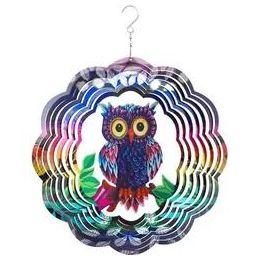 Invento Kinetic Art: Metal Hanging Wind Spinner: 3D Flashy Owl