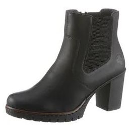 Stiefelette Rieker, Damen, Gr. 41, schwarz, Lederimitat, unifarben, Schuhe Stiefelette, Boots, Chelsea-Stiefelette, Blockabsatz, in elegantem Look, Topseller
