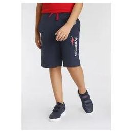 Sweatshorts Kangaroos "Basic Sweatbermudas mit Logo-Druck", Jungen, Gr. 176/182, N-Gr, blau (marine), Sweatware, Obermaterial: 100% Baumwolle, bedruckt, Basic, Hosen Sweatshorts, Modische Kangaroos Drucke
