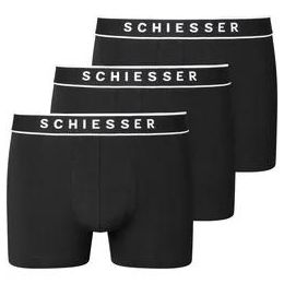 Boxer Schiesser "95/5", Herren, Gr. 5, schwarz (000, schwarz), Single Jersey, Obermaterial: 95% Baumwolle, 5% Elasthan, unifarben mit Farbeinsatz, eng, Unterhosen, mit sportlichem Webgummibund