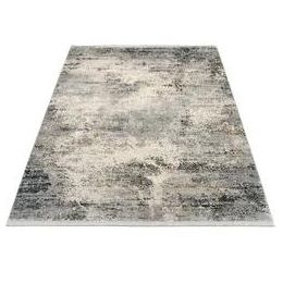 Teppich OCI DIE TEPPICHMARKE "ELEMENTS VITA", grau (grau, creme), B:140cm H:8mm L:200cm, Polyester, Viskose, Teppiche, Teppich, Kurzflor, dezenter Glanz, Viskose, Wohnzimmer