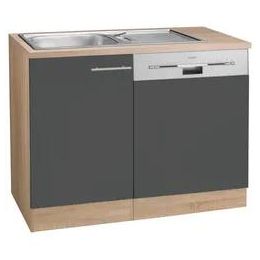 Sp&uuml;lenschrank Optifit "Kalmar", grau (anthrazit), B:110cm H:85cm T:60cm, Schr&auml;nke, Sp&uuml;lenschrank, mit T&uuml;r/Sockel f&uuml;r Geschirrsp&uuml;ler