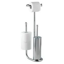 Wenko Stand WC-Garnitur Universalo Chrom, integrierter Toilettenpapierhalter und WC-B&uuml;rstenhalter