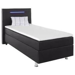 Boxspringbett Collection AB "London, inklusive Topper und Kissen, mit LED-Beleuchtung", schwarz (schwarz, wei&szlig;), B:100cm L:206cm, Komplettbetten, Boxspringbett, Boxspringbett erh&auml;ltlich in 90cmx200cm, 140cmx200cm & 180cmx200cm
