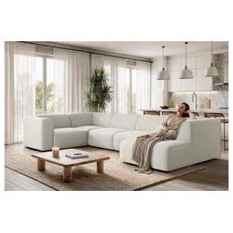 Wohnlandschaft OTTO HOME "Merid U-Form, B: 367 cm", beige (natur), B:367cm H:70cm T:206cm, Struktur fein (100% Polyester);Samtoptik (100% Polyester);Samtcord (92% Polyester, 8% Polyamid), Sofas, Wohnlandschaft, jederzeit durch Module erweiterbar