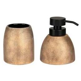 Wenko Bad-Accessoire Set Mod. Tremea, bronze, keramik, &Oslash; 12 x 13,5 cm, hochwertige Keramik, freistehend