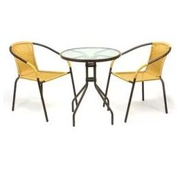 Vcm 3-tlg. Bistroset Balkon Stuhl Tisch Set Beige