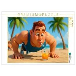 Calvendo Puzzle Jeder Liegest&uuml;tz eine kleine Belohnung - Bodybuilder am Strand 1000 Teile Lege-Gr&ouml;&szlig;e 64x48cm Foto-Puzzle f&uuml;r gl&uuml;ckliche Stunden