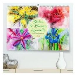 Calvendo Bl&uuml;ten & Blumen Aquarelle - Farbenfrohe Sch&ouml;nheiten (hochwertiger Premium Wandkalender 2026 DIN A2 quer), Kunstdruck in Hochglanz