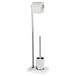 Wenko Stand WC-Garnitur Mod. Noble White, mit Chrom-Applikation