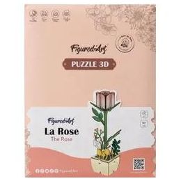 FiguredArt AL105 - Die Rose, 3D Puzzle, Holz, 66 Teile, H&ouml;he: 20 cm