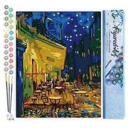 FiguredArt PN928 - Malen nach Zahlen, Caf&eacute; Van Gogh, Leinwand 40x50cm ohne Rahmen, Malset, Paint by Numbers