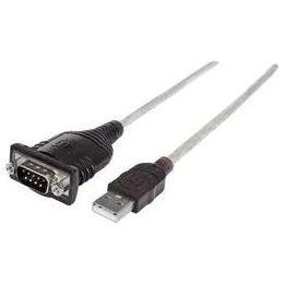 Manhattan USB 1.1, Seriell Anschlusskabel [1x USB 1.1 Stecker A - 1x D-SUB-Stecker 9pol.] 0.45 m Silber-Schwarz