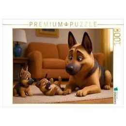 Calvendo Puzzle Stolze Sch&auml;ferhund Mutter mit Welpen 1000 Teile Lege-Gr&ouml;&szlig;e 64x48cm Foto-Puzzle f&uuml;r gl&uuml;ckliche Stunden