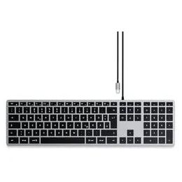 Satechi Slim W3 Kabelgebunden Tastatur Deutsch, QWERTZ Anthrazit Multimediatasten, mit numerischer Tastatur, Beleuchtet