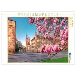 Calvendo Puzzle Magnolienbl&uuml;te in Stuttgart und die Stiftskirche 1000 Teile Lege-Gr&ouml;&szlig;e 64x48cm Foto-Puzzle f&uuml;r gl&uuml;ckliche Stunden
