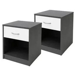 HTI-Living Nachtschrank mit 1 Schublade 2er-Set Nina Beton Wei&szlig;