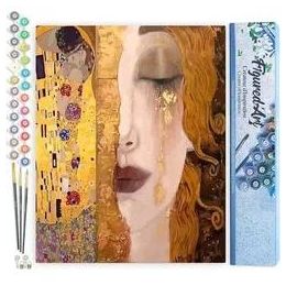 FiguredArt PN2088 - Malen nach Zahlen, Gustav Klimt, Leinwand 40x50cm ohne Rahmen, Malset, Paint by Numbers