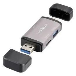 Renkforce RF-CR-480 Externer Speicherkartenleser USB-A, USB-C&reg; Aluminium-Grau