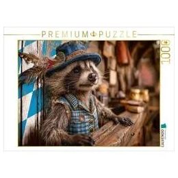 Calvendo Puzzle Bayerischer Waschb&auml;r in Tracht hinter rustikalem Tresen 1000 Teile Lege-Gr&ouml;&szlig;e 64x48cm Foto-Puzzle f&uuml;r gl&uuml;ckliche Stunden