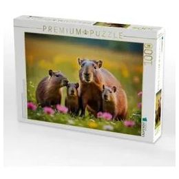 Calvendo Puzzle Familie Wasserschwein auf bunter Blumenwiese 1000 Teile Lege-Gr&ouml;&szlig;e 64x48cm Foto-Puzzle f&uuml;r gl&uuml;ckliche Stunden