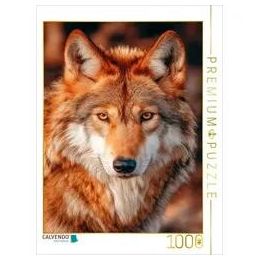Calvendo Puzzle Mexikanischer Wolf mit intensivem Blick in warmem Licht 1000 Teile Lege-Gr&ouml;&szlig;e 64x48cm Foto-Puzzle f&uuml;r gl&uuml;ckliche Stunden