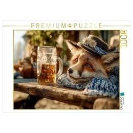 Calvendo Puzzle Lustiger Fuchs mit Trachtenhut und Ma&szlig;krug am Tisch 1000 Teile Lege-Gr&ouml;&szlig;e 64x48cm Foto-Puzzle f&uuml;r gl&uuml;ckliche Stunden