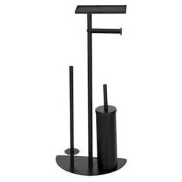 Wenko Stand WC-Garnitur Mod. Cosenza Neo Schwarz, 4 Funktionen