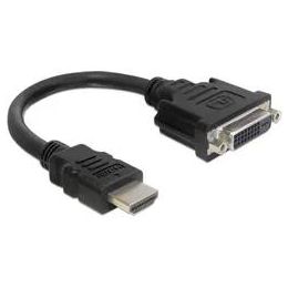 Delock 65327 HDMI / DVI Adapter [1x HDMI-Stecker - 1x DVI-Buchse 24+5pol.] Schwarz 0.20m