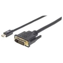 Manhattan Mini-DisplayPort / DVI Adapterkabel Mini DisplayPort Stecker, DVI-D 24+1pol. Stecker 1.80m Schwarz 152150 Folienschirm