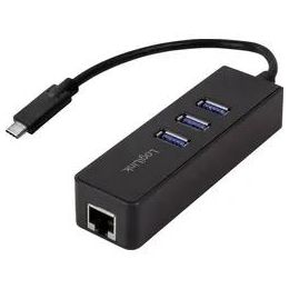 Logilink USB 3.2 Gen 1 (USB 3.0) Adapter [1x USB 3.2 Gen 1 Stecker C (USB 3.0) - 1x RJ45-Buchse, USB 3.2 Gen 1 Buchse A (USB 3.0)] USB-C 3-Port Hub