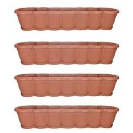 HTI-Living Blumenkasten mit Untersetzer 80 cm 4er Set Terracotta