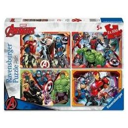 Ravensburger Kinderpuzzle 4x100 Teile - Marvel Avengers - Die m&auml;chtigen Avengers