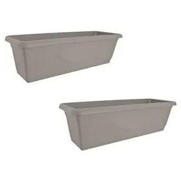 HTI-Living Blumenkasten mit Wasserspeicher 60 cm 2er Set Taupe
