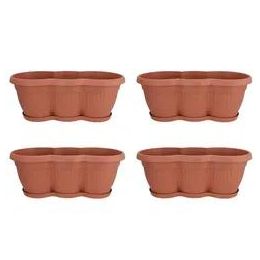 HTI-Living Blumenkasten mit Untersetzer 40 cm 4er Set Terracotta