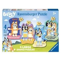 Ravensburger Kinderpuzzle 03132 - Bluey: Auf geht s! - 4 konturgeformte Puzzles mit 10, 12, 14 und 16 gro&szlig;en, stabilen Puzzleteilen, f&uuml;r kleine Bluey-Fans ab 3 Jahren