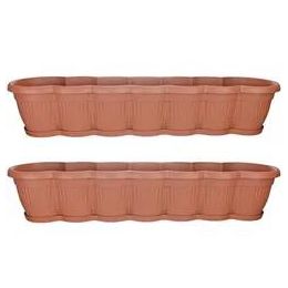 HTI-Living Blumenkasten mit Untersetzer 80 cm 2er Set Terracotta