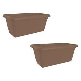 HTI-Living Blumenkasten mit Wasserspeicher 40 cm 2er Set Taupe