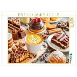 Calvendo Puzzle Cappuccino mit Kuchen und Schokoladengeb&auml;ck 1000 Teile Lege-Gr&ouml;&szlig;e 64x48cm Foto-Puzzle f&uuml;r gl&uuml;ckliche Stunden