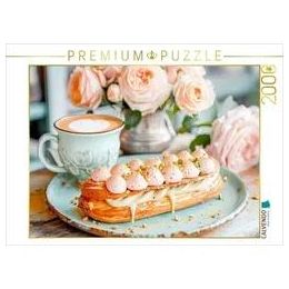 Calvendo Puzzle Cappuccino mit &Eacute;clair und Rosen 2000 Teile Lege-Gr&ouml;&szlig;e 90x67cm Foto-Puzzle f&uuml;r gl&uuml;ckliche Stunden