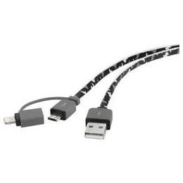 Renkforce USB-Kabel USB 2.0 USB-A Stecker, USB-Micro-B Stecker, Apple Lightning Stecker 0.20 m Camouflage Flache Ausf&uuml;hrung, hochflexibel RF4145364
