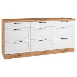 Unterschrank KOCHSTATION "KS-Lana", wei&szlig; (matt wei&szlig;, wotaneiche), B:180cm H:86cm T:60cm, Holzwerkstoff, MDF, Schr&auml;nke, Unterschrank, Breite 180 cm