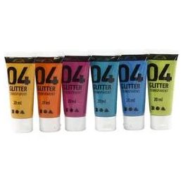 Creativ Company Glitter-Acrylfarbe, sortierte Farben, 6x20 ml