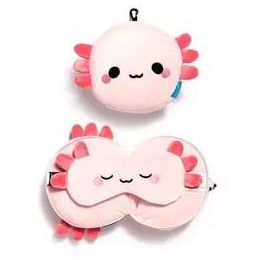 Relaxeazzz Adoramals Maddie der Axolotl Reisekissen & Schlafmaske