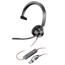 HP Poly Blackwire C3310 On Ear Headset kabelgebunden Mono Schwarz Mikrofon-Rauschunterdr&uuml;ckung, Noise Cancelling Headset