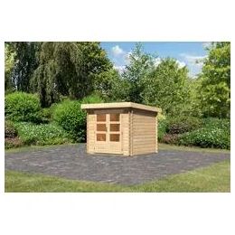Gartenhaus Karibu "Schlo&szlig;see 2", beige (naturbelassen), ohne Fu&szlig;boden, ohne Dacheindeckung, Holzwerkstoff, Gartenh&auml;user, Gartenhaus, natur oder terragrau, 28 mm Wandst&auml;rke