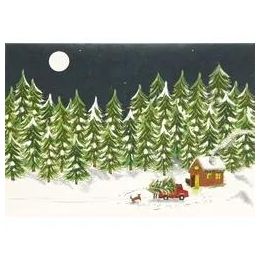 Moonlit Cabin Small Boxed Holiday Cards