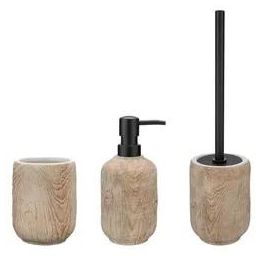 Wenko Bad-Accessoire Set Mod. Florio, 3-teilig, aus Keramik in Holz-Optik
